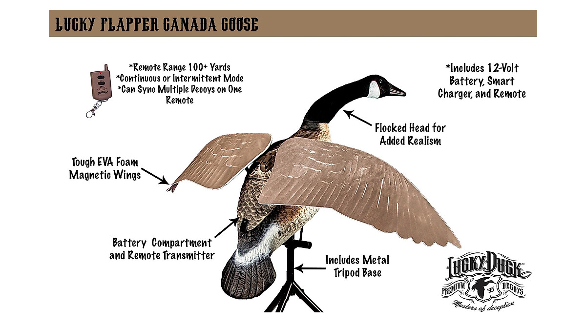 Lucky Duck Flapper Decoy - Realistic Canada Goose