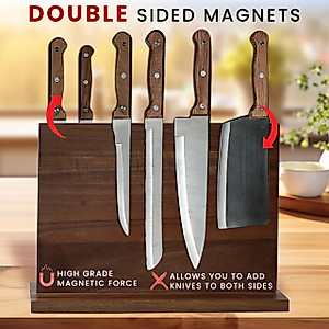 Wooden Magnetic Knife Holder 12 x 9" - Magnetic Knife Block without Knives - Kitchen Knife Holders for Counter top or Magnetic Knife Holder Stand - Double Sided Knife Magnet for Kitchen Knife Holder