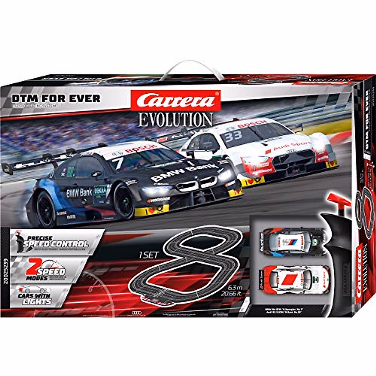 Carrera Evolution 20025239 DTM Forever Analog Electric 1:32 Scale Slot Car Racing Track Set - Includes Two 1:32 Scale Cars & Two Dual-Speed Controllers Ages 8+