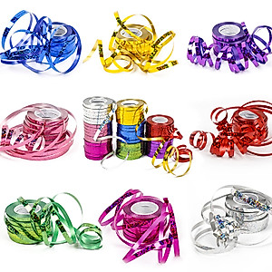 WELTOKE 48 Rolls Curling Ribbon Sparkly Balloon String Roll Gift Wrapping Ribbon for Wrapping, Crafting, Wedding, Party, Festival, Florist Flower(1/5" Wide /8 Laser Colors)