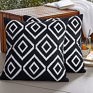 cygnus 18x18 Inch Black and White Outdoor Waterproof Pillow Covers Modern Geometry Decorative for Patio Furniture Outside Sunbrella Set of 2
