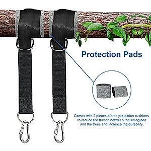 Anti-Broke Tree Swing Hanging Straps Kit Holds 2000 lbs Heavy Duty 5FT Extra Long, 2 PCS Tree Swing Straps Waterproof Straps/ 2 Safer Lock Carabiners/ 1 Bag, for Hammock, Camping, Easy Installation