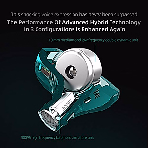 KZ ZST X HiFi Earphone 1BA+1DD Dynamic Driver in-Ear Sports DJ Headphone Noise Cancelling Headset with Upgraded Cable (with Mic, Cyan)