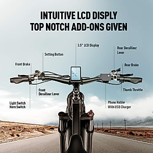 EXRBYKO E Bikes for Adults Electric, Peak 1500W 37MPH Fat Tire Electric Bike for Adults, 48V 17.5AH 840WH Battery, 80 Miles Ebike with 21-Speed Gear ON/Off Road Electric Bicycle UL Certified