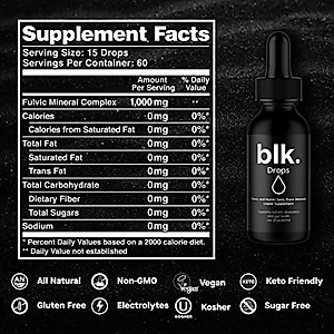 blk. Mineral Drops, 2oz., Alkaline Water Drops with Concentrated Fulvic Minerals, Bioavailable Fulvic & Humic Acid Extract, Trace Minerals, Electrolytes to Hydrate, Repair & Restore Cells