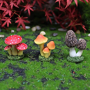 X Hot Popcorn 9PCS Mini Mushroom Figurines Mushroom Resin Figures Fairy Garden Miniature Moss Landscape Model for Garden Ornaments Plant Pots Bonsai Crafts