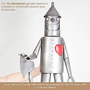 Bits and Pieces - 30 ½” Tall Tin Woodsman with a Heart Garden Statue - Yard Decorations - Outdoor Sculptures - Garden Decor - Tin Man Yard Art