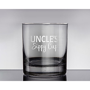 UNCLE'S SIPPY CUP Custom Personalized Whiskey Glass - Laser Engraved Etched Funny Gift for Dad Uncle Grandpa
