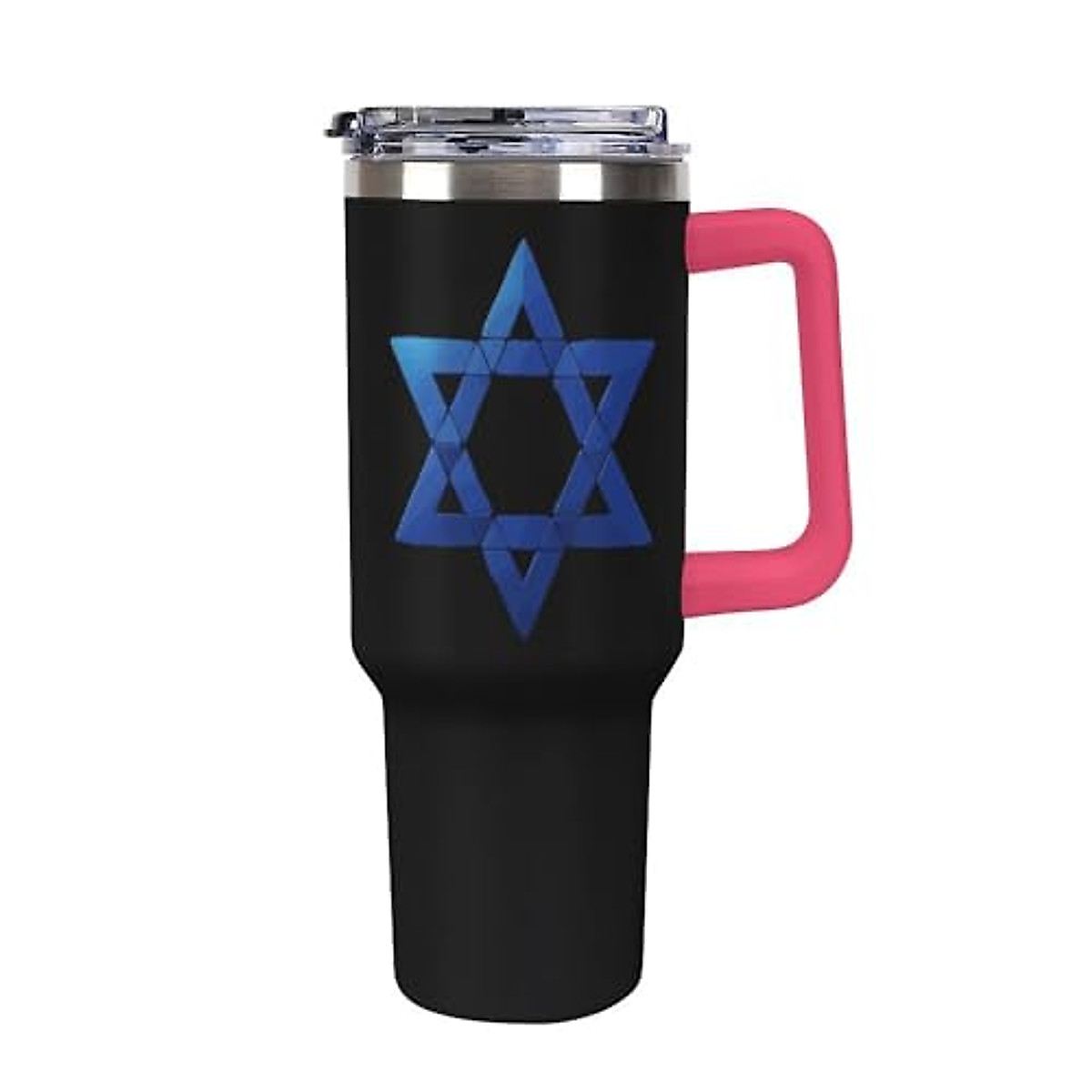 Israel Flag 40 Oz Car Cup Stainless Steel Travel Mug Leak-Proof Insulated Tumbler with Handle Light Rose Red-style