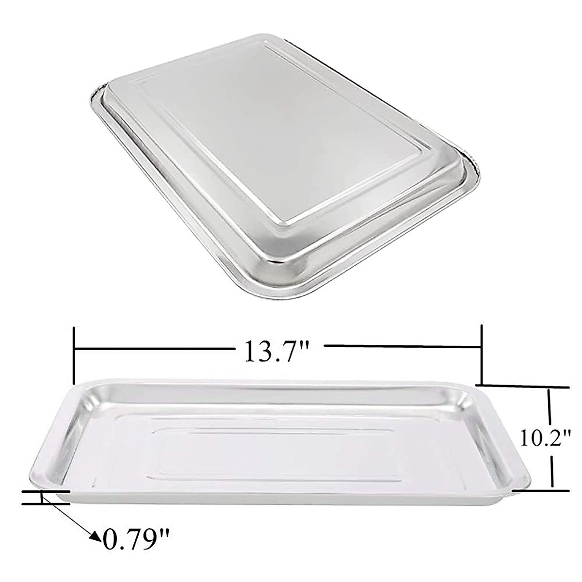 Yuelong 3Pcs Stainless Steel Trays 13.5" X 10" Tattoo Trays Dental Tray Piercing Lab Instrument Tray Flat for Tattoo Baking Lab Dental