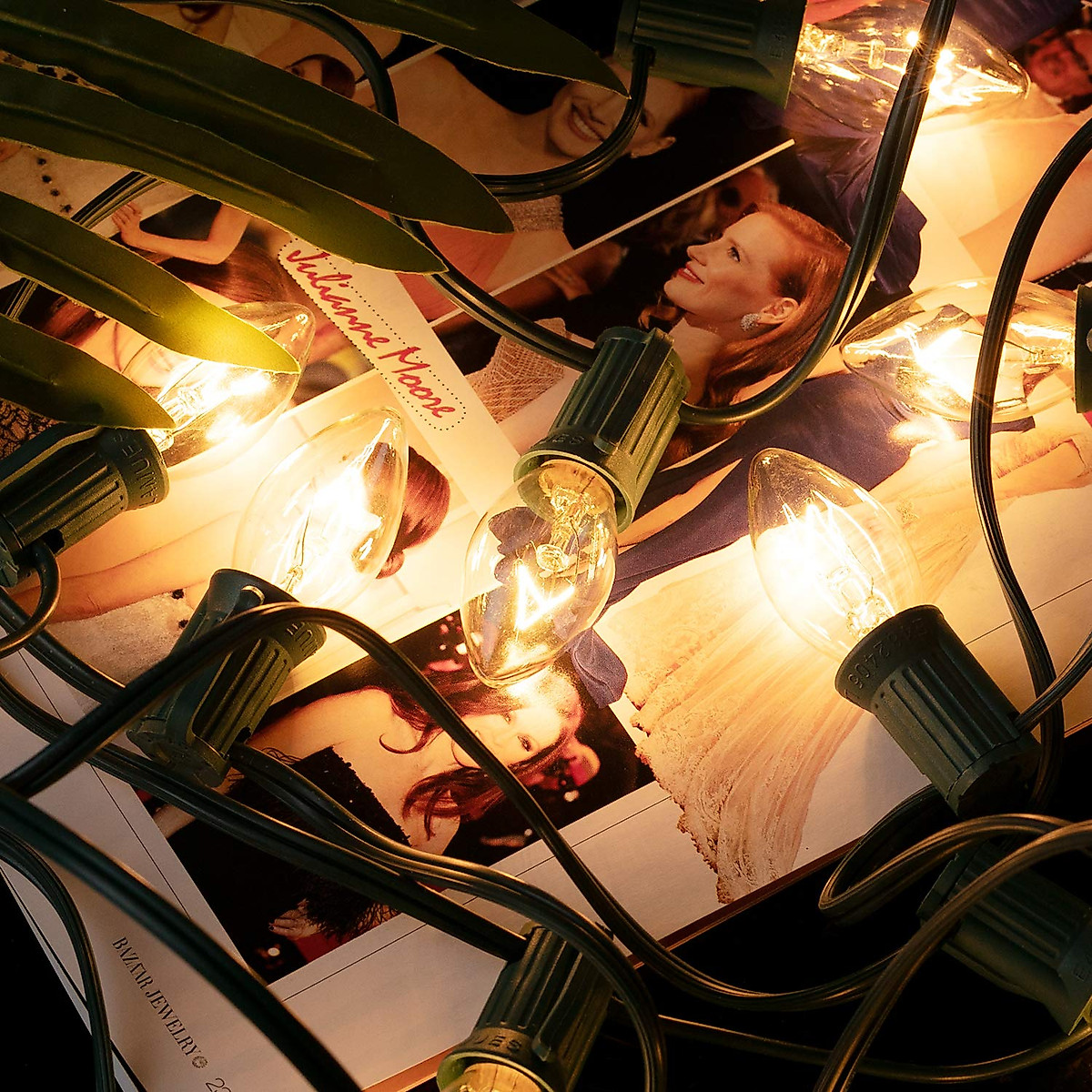 C9 Light Strand 100 FT for E17-12 Spacing, Outdoor String Light Christmas Stringer with 100 Sockets for Patio, Green Wire