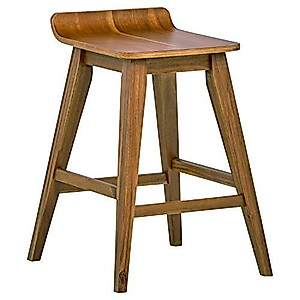 Amazon Brand – Stone & Beam Fremont Rustic Kitchen Counter Saddle Farmhouse Bar Stool, 25.5 Inch Height, Natural Wood