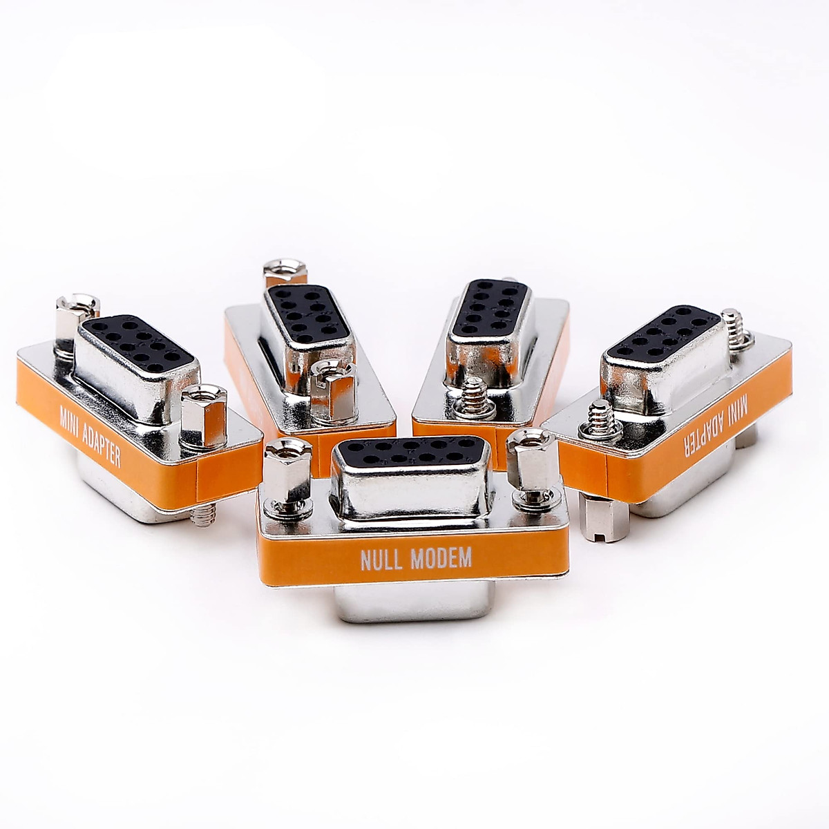 Arnorin DB9 Null Modem Female to Female Slimline Data Transfer Serial Port Adapter 5 Pack