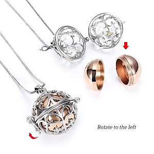 Minicremation Cremation Jewelry Urn Pendant Necklace for Ashes with Hollow Ball Keepsake Memorial Jewelry for Ashes (Rose Gold)