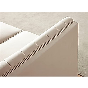 Container Furniture Direct Modern Luxury Velvet Couch for Living Room with High Density Foam, Soft Fabric Upholstery, Removable Cushions and Solid Wood Legs, 83'' Wide 3 Seater Sofa, Beige