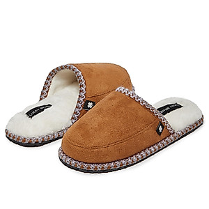 Lucky Brand Micro-Suede Memory Foam Boys Slippers - Closed Toe Plush Lined House Shoes/Kids Slippers, Tan/6 Big Kid