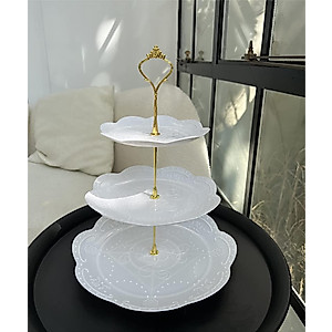 3 Tier Cupcake Stand, Plastic Tiered Serving Stand, Dessert Tray for Tea Party, Baby Shower and Wedding (Round)