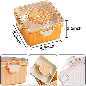Salad Lunch Box Container 40-oz Salad Bowl with 3 Compartments, Salad Dressings Container for Salad Toppings, BPA-Free and Built-In Reusable Fork(orange)