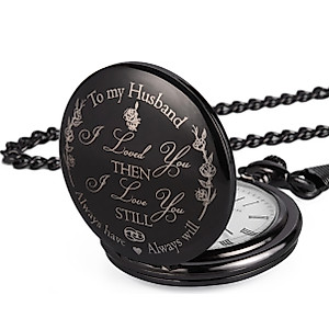 FJ FREDERICK JAMES Anniversary Gift's for Him I Anniversary Gift' for Husband - Engraved ‘to my Husband’ Pocket Watch | I Love You Gift for Husband for Birthday I Valentines I Anniversary for Men
