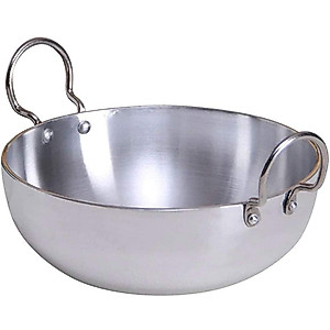 Satre Online and Marketing Induction Base Aluminium Kadai No.12 with Steel Handle, Medium Size Frying Pan, 4 MM thickness-Silver