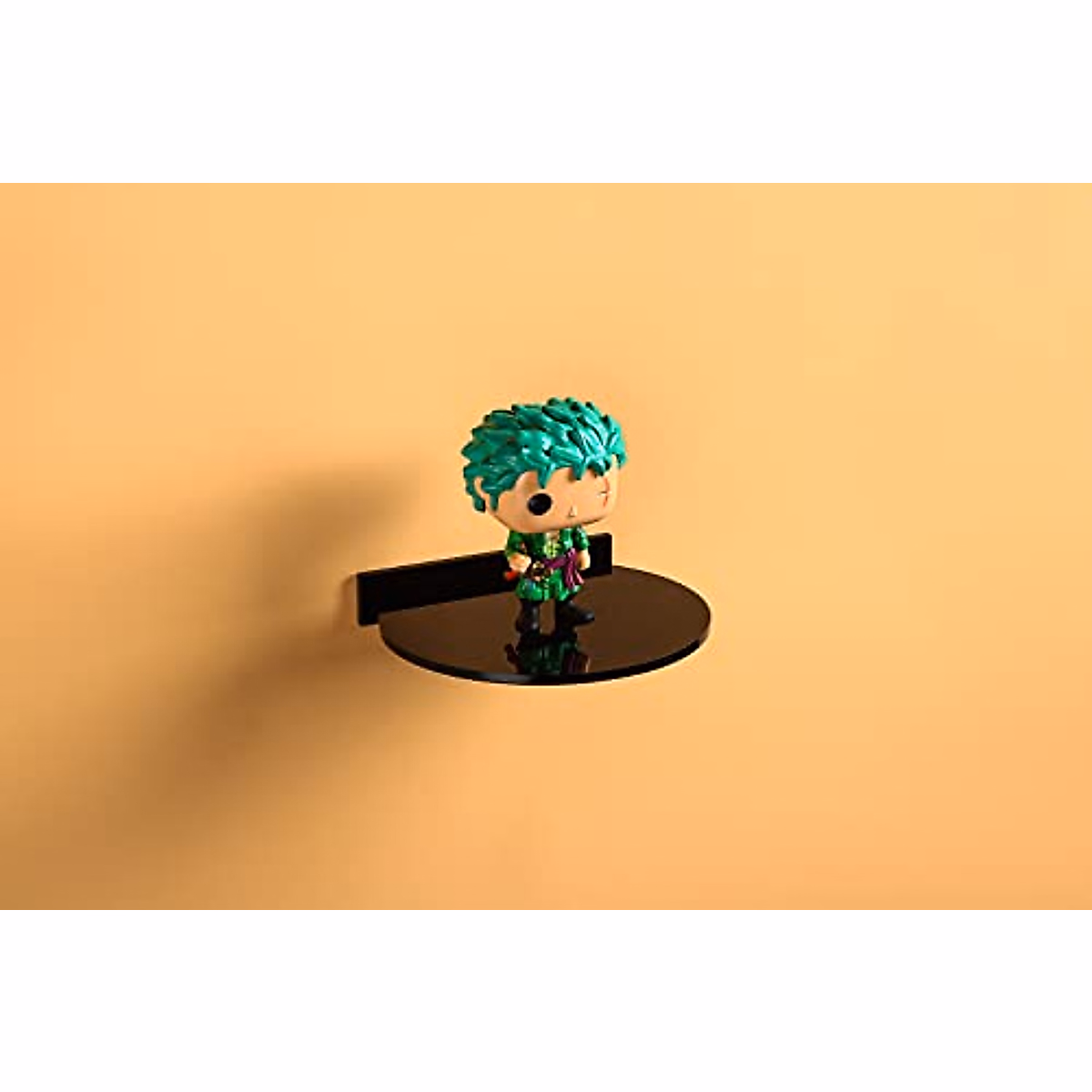 iobiotio Small Acrylic Floating Shelves, Funk Pop Display Shelf, Circle Self Adhesive Wall Shelves, Mini Collectibles Toy Organizers Storage Sticky Shelves, Acrylic, 15cm, Black, 3 Pack