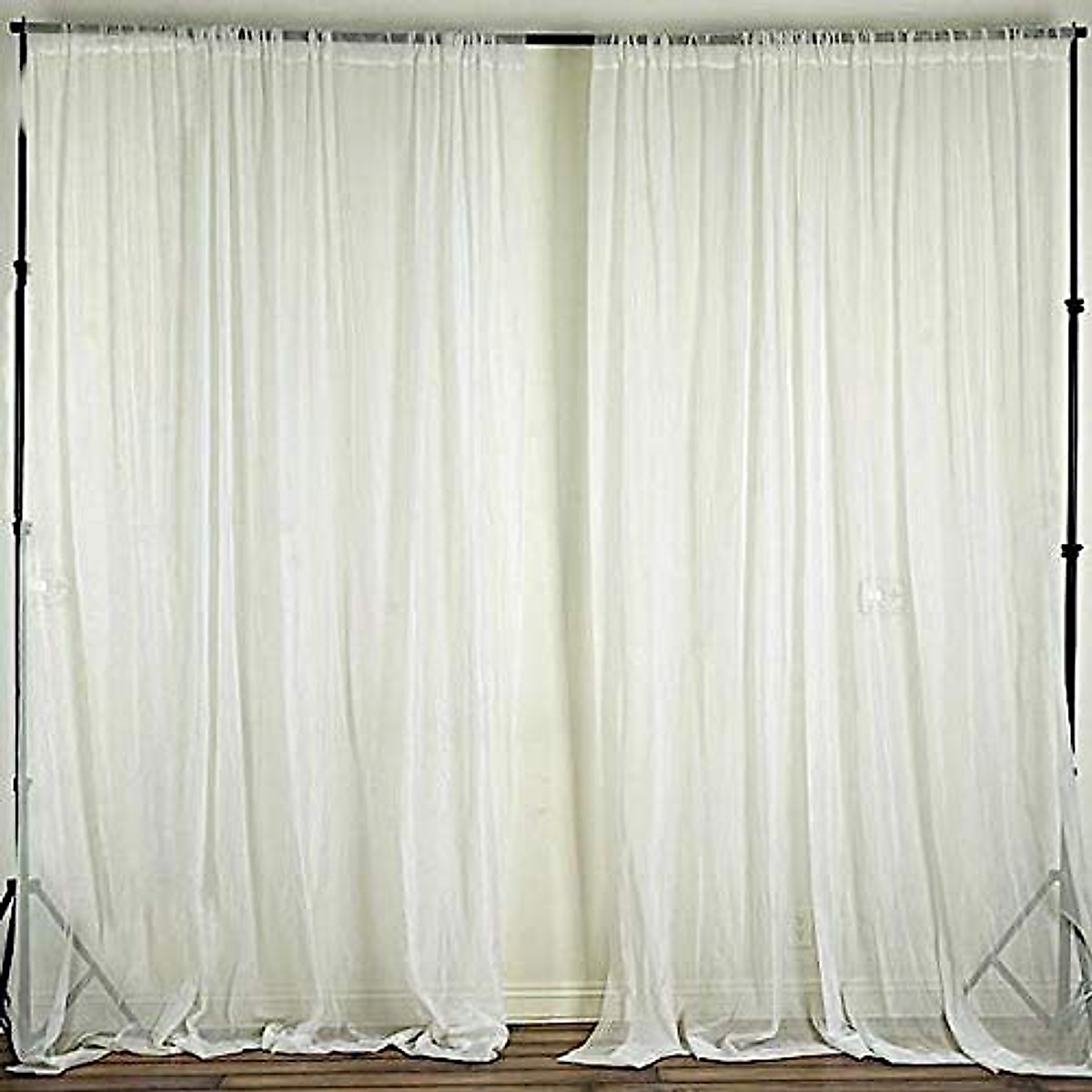 BalsaCircle 10 feet x 10 feet Ivory Sheer Voile Backdrop Drapes Curtains 2 Panels 5x10 ft - Wedding Ceremony Party Home Decorations