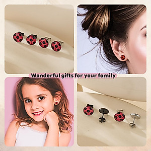 SIISPRI 316L Surgical Stainless Steel Ladybug Earring Round Circle Button Stud Post Earrings 10MM (silver)