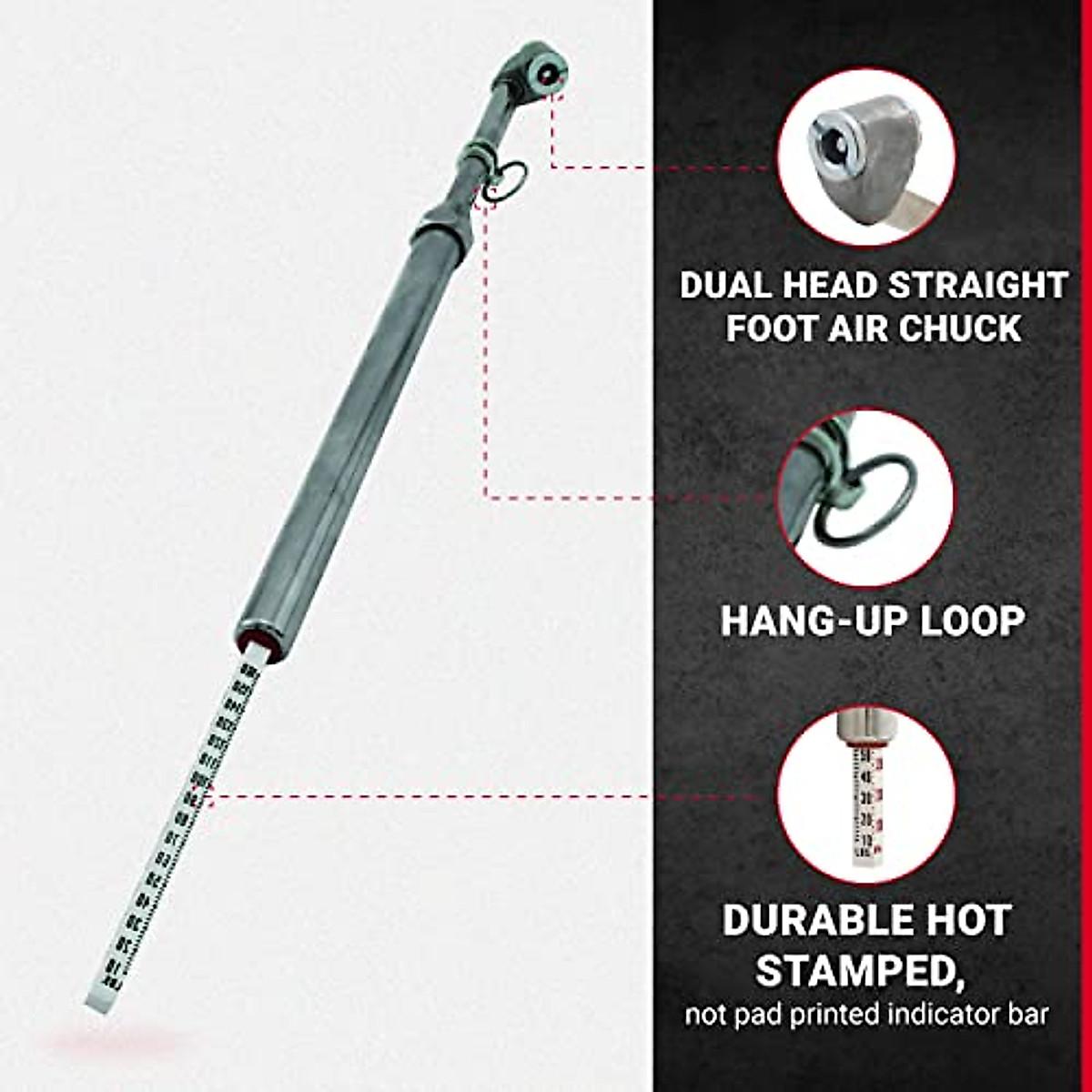 Milton Dual Head Tire Pressure Guage, 10-160 PSI, Dually Chuck Pencil Tire Pressure Gauge, Truck, Tractor Trailer, RV & Car, S-976