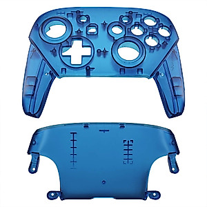 eXtremeRate Transparent Blue Faceplate and Backplate for Nintendo Switch Pro Controller, DIY Replacement Shell Housing Case for Nintendo Switch Pro - Controller NOT Included