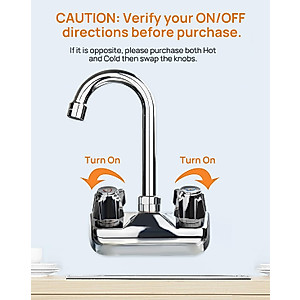 Sepaitek Faucet Handle Kit, Commercial Faucets Parts Replacement Handle, Red Hot Metal Knob Handle with Brass Stem