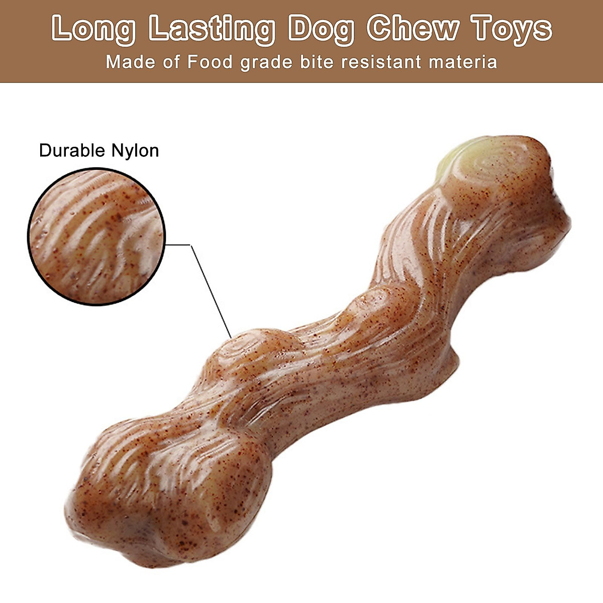 Liangmall Dog Chew Toys for Aggressive Chewers, Nylon Tough Dog Toy with Real Beef Flavored, Indestructible Dog Toys for Medium/Large Breeds
