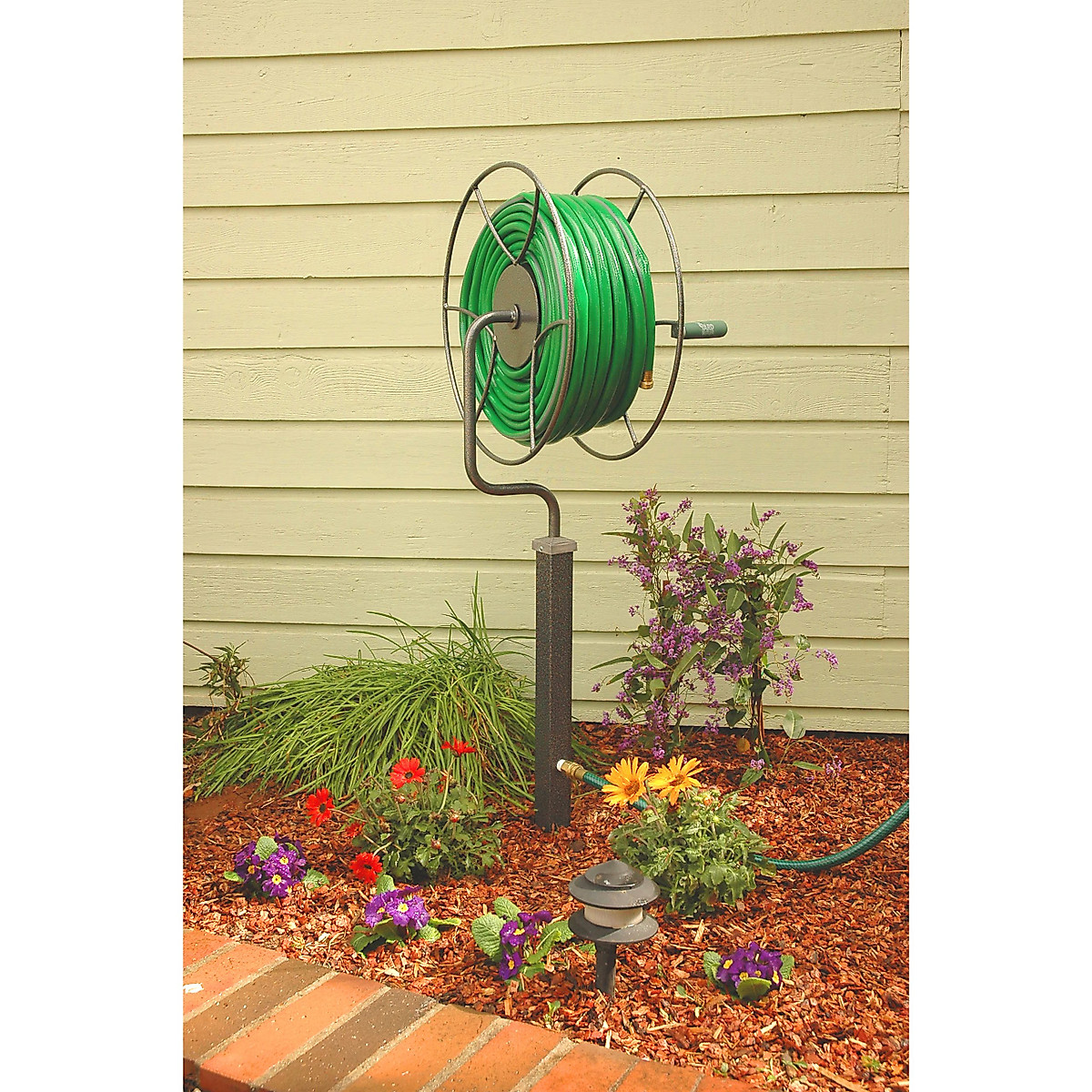 Yard Butler Free Standing Swivel Hose Reel - Water Hose Caddy For Yard or Garden - Outdoor Garden Hose Accessories, Water Hose Reel Rotate 360 Degree, Freestanding Metal Outdoor Water Pipe Stand