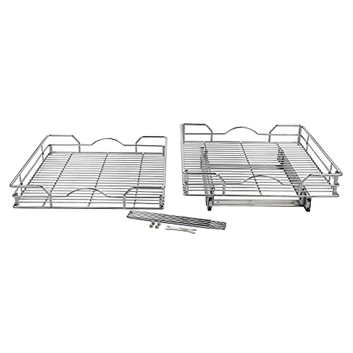 OCG Pull Out Drawer Cabinet Organizer（20" W x 18" D x 16.4" H, 2 Tier Heavy Duty Slide Out Kitchen Cabinet Storage Shelves, Sliding Drawer for Cabinet, Wire Frame, Chrome Finish