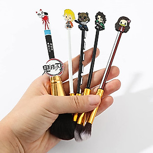 Cute Anime Demon Makeup Brushes - Anime Figure Tanjirou Nezuko Metal Cosmetic Brush Set - Eye Shadow Concealer Foundation Blusher (demon makeup brush 2)