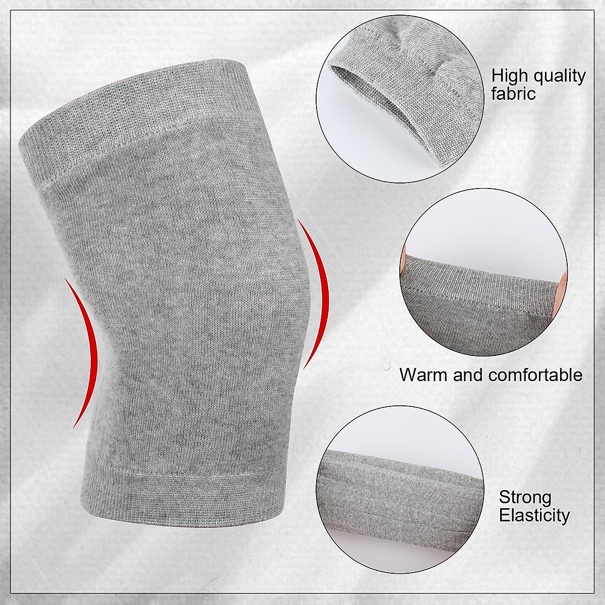 Geyoga 4 Pairs Knee Warmers for Women Men Knee Braces Liner Sleeve Supports Knee Compression Sleeve Winter Cycling Ski (White, Black, Nude Color, Gray,Large)