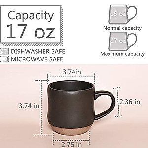 Bosmarlin Large Stoneware Speckled Coffee Mug, Big Ceramic Tea Cup, 17 Oz, Dishwasher and Microwave Safe, 1 PCS (Black, 1)