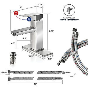 Bathroom Faucet Single Handle 1 or 3 Hole Bathroom Sink Faucet with Glass Soap Dispenser and Towel Hook 304 Stainless Steel, Brushed Nickel