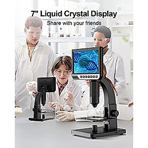 7'' LCD Digital Microscope 2000X Biological Lens & Digital Lens, Ankylin 12MP Coin Microscope for Error Coins, Remote Control, 10 LED Light, USB Soldering Microscope for Adults/Kids