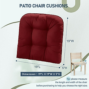 downluxe Outdoor Chair Cushions Set of 4 for Patio Furniture, Waterproof Tufted Overstuffed Patio Furniture Cushions, Thick Outdoor Seat Cushion, 19" X 19" X 5", Burgundy