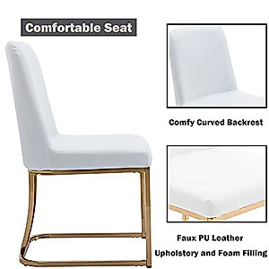 RIVOVA 4 Pieces Dining Room Chairs, Modern High Back Dining Chairs Set of 4, Faux Leather Upholstered Seat Side Chairs, Armless Chairs for Living Room, White