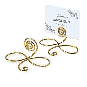 Pomp Loop 'de Loop Place Card Holders (Gold 12 Pack) | Perfect for Dinner Parties, Weddings, & Events | Display Place Cards, Table Numbers, Photos, & Buffet Food Labeling