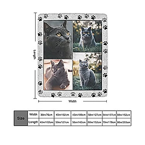 SHIYEL Custom Blanket with Photos for Cat Mom Ever, Personalized Picture Throw Blankets for Mother Friends, Customizable Blanket for Family Pets Gifts for Women Souvenirs, 4 Photos Collage Made In USA