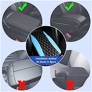 NHHC Car Center Console Pad,Comfortable PU Leather Car Armrest Cushion,Waterproof and Anti-Scratch Car Interior Accessories Universal for SUV/Truck/Car (Blue)