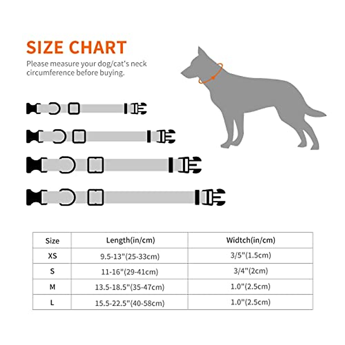 AUDWUD Thick Nylon Collar,Classic Adjustable Dog Collar in Multiple Colors,Suitable for Small, Medium and Large Dogs,4 Sizes