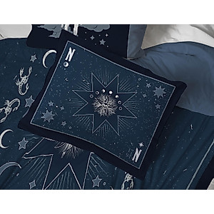 Jay Franco Wednesday Addams Twin Size Comforter Set - 5 Piece Bedding Includes Sheet Set & Pillow Covers - Blue Stars Super Soft Cozy Bedding