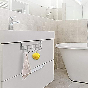 Wobekuy Over The Door 5 Hooks Home Bathroom Organizer Rack Clothes Coat Hat Towel Hanger Steel