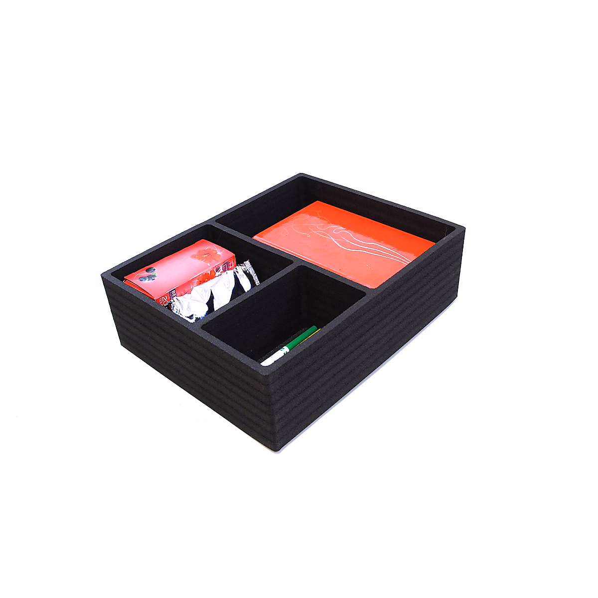 Polar Whale 5 pc Drawer Organizer Set (Compatible with Ikea Alex) Tray Waterproof for Office Home Dorm 11.5x14.5 Inches Spacious Compartments Black Extra Deep Pockets (Inserts only)