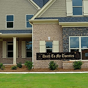 Death to My Twenties Birthday Banner Backdrop Decorations for Women Men, Gold 30th Birthday Party Photo Booth Props Sign Supplies, Thirty Years Old Funeral for My Youth Birthday Décor (9.8x1.6ft)