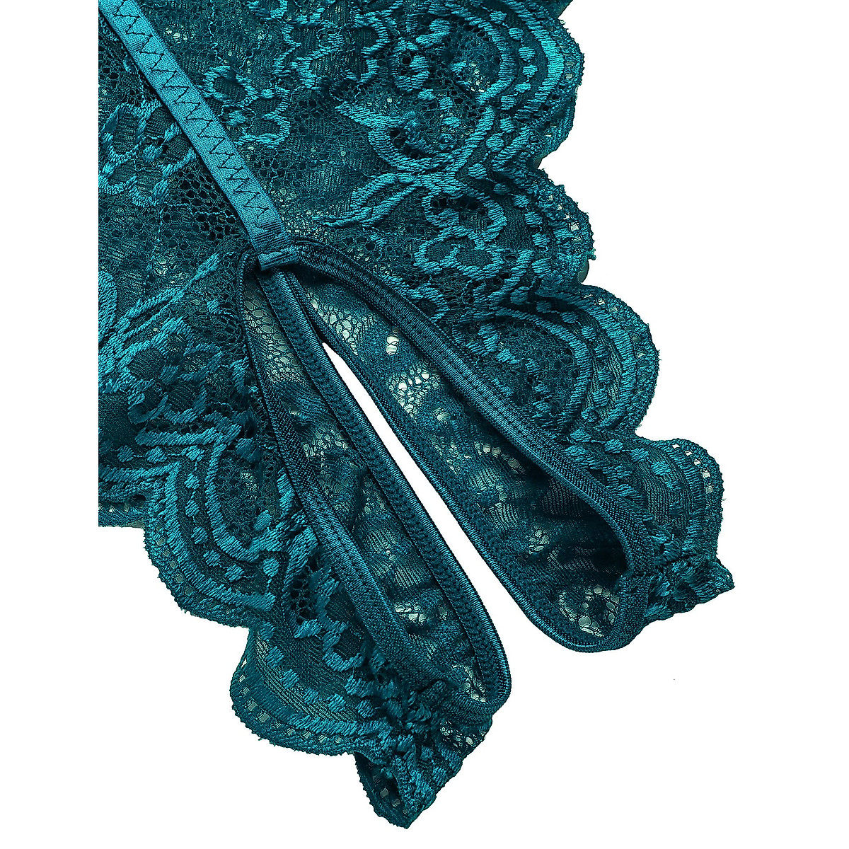 klier Lingerie for Women One Piece Teddy Floral Lace Bodysuit Babydoll Chemise Sleepwear Dark Green