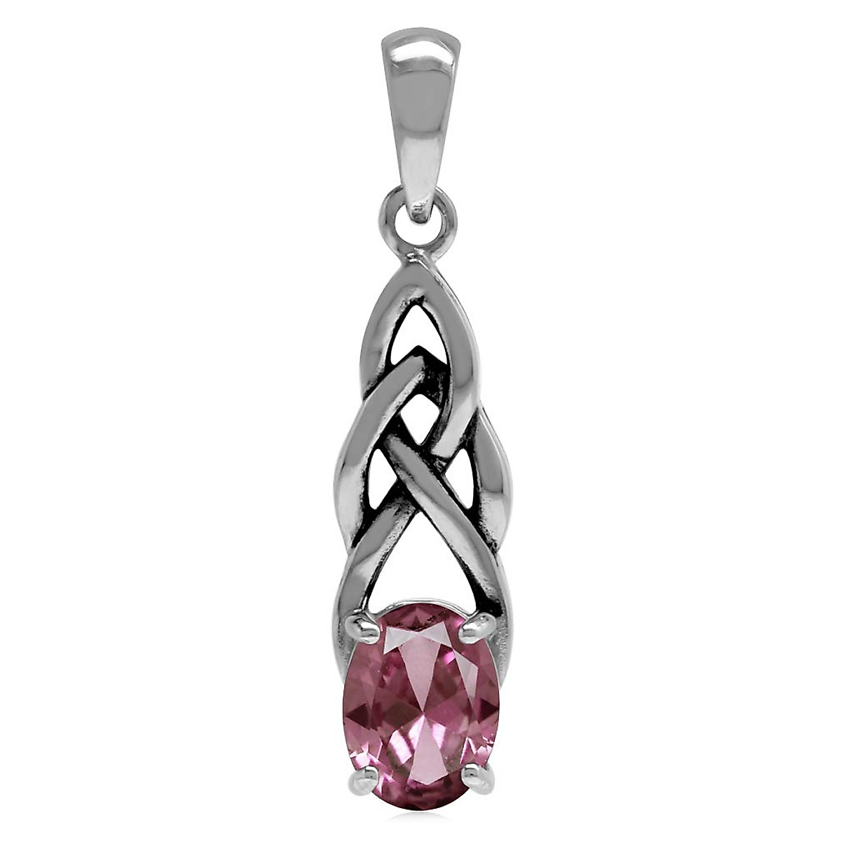 Silvershake Simulated Color Change Alexandrite 925 Sterling Silver Celtic Knot Solitaire Pendant